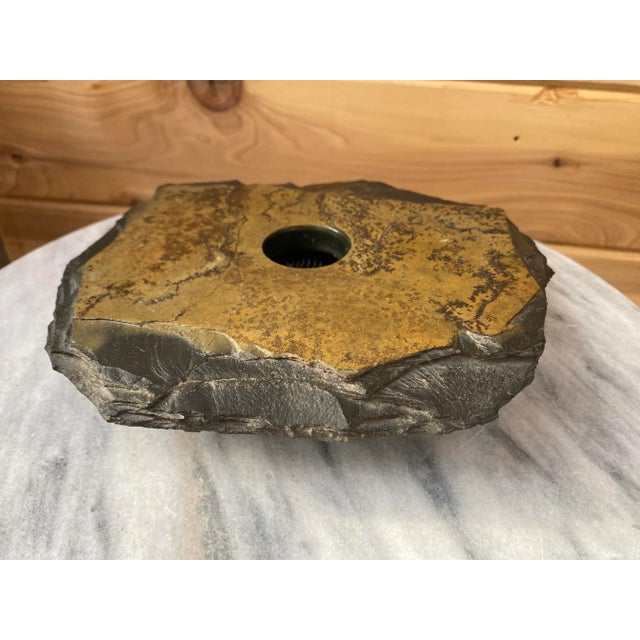 Late 20th Century Handcrafted Ikebana Slate Vase | Chairish