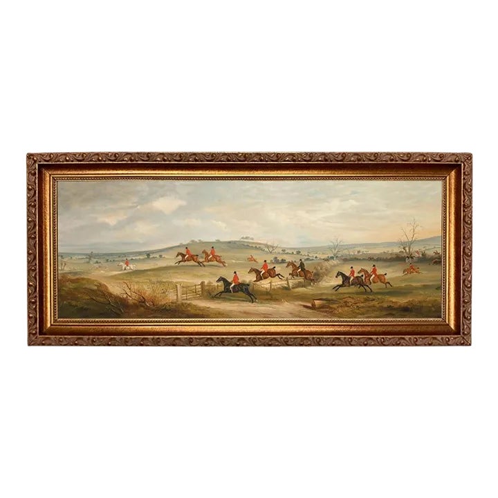 Quorn Hunt in Full Cry Fox Hunt Scene Print on Canvas, Gold Frame ...