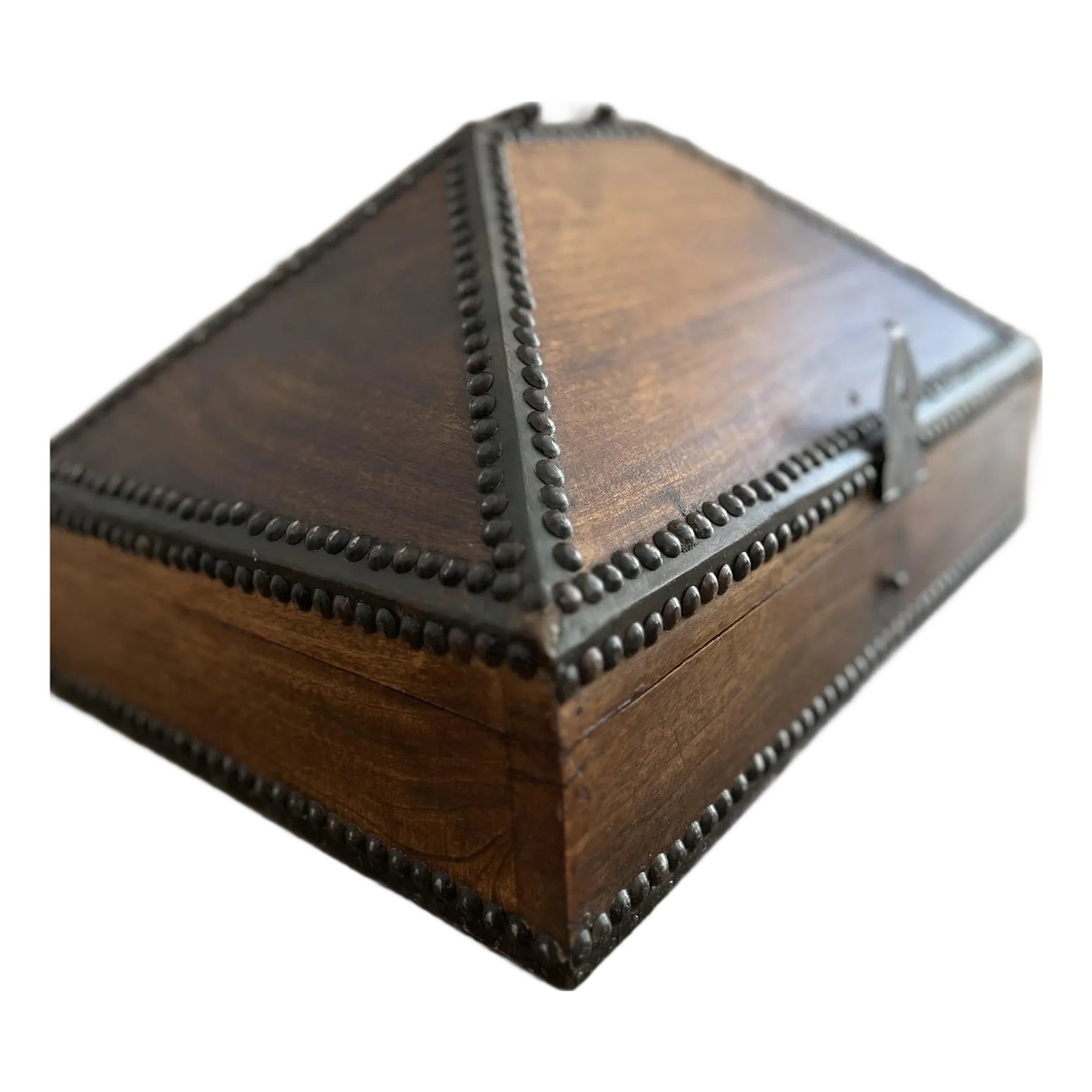 Vintage Indian Dowry Box – Pyramid Lid With Iron Studs | Chairish