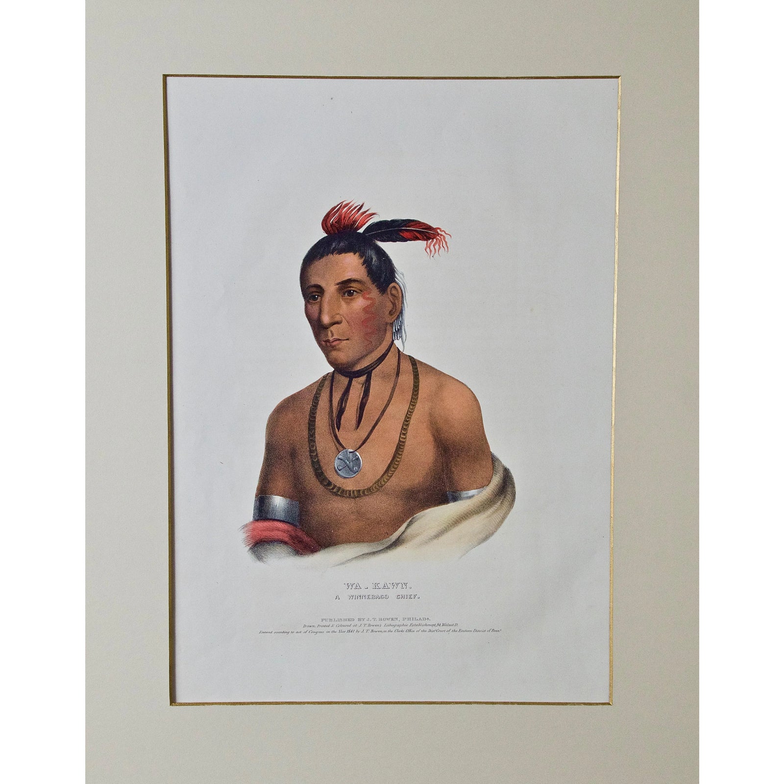 McKenney & Hall Wa-Kawn, A Winnebago Chief: Folio-sized Hand-colored ...