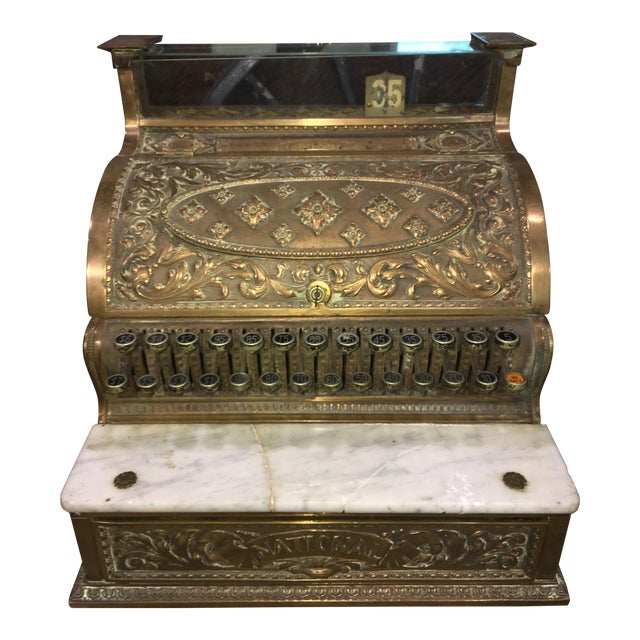 19th Century Antique Brass National Cash Register | Chairish
