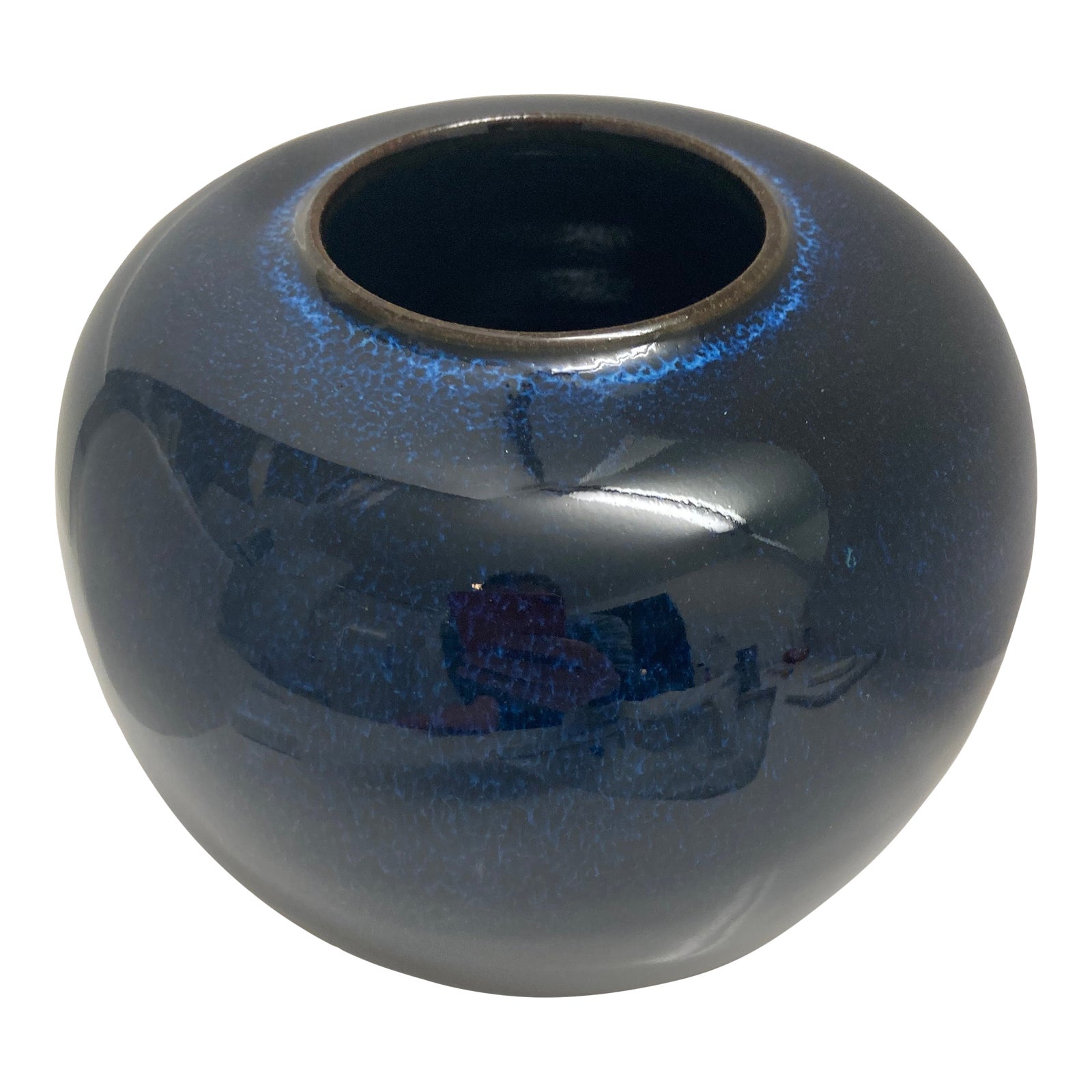Vintage Otagiri Japanese Vase in Midnight Blue Glaze | Chairish