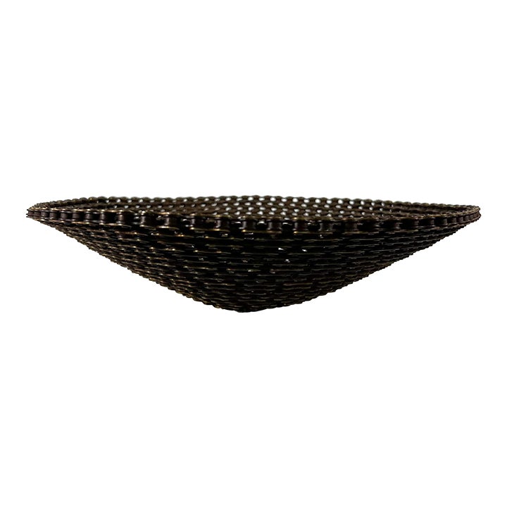 Vintage Recycled Art Handmade Bike Chain Bowl Modern Design | Chairish