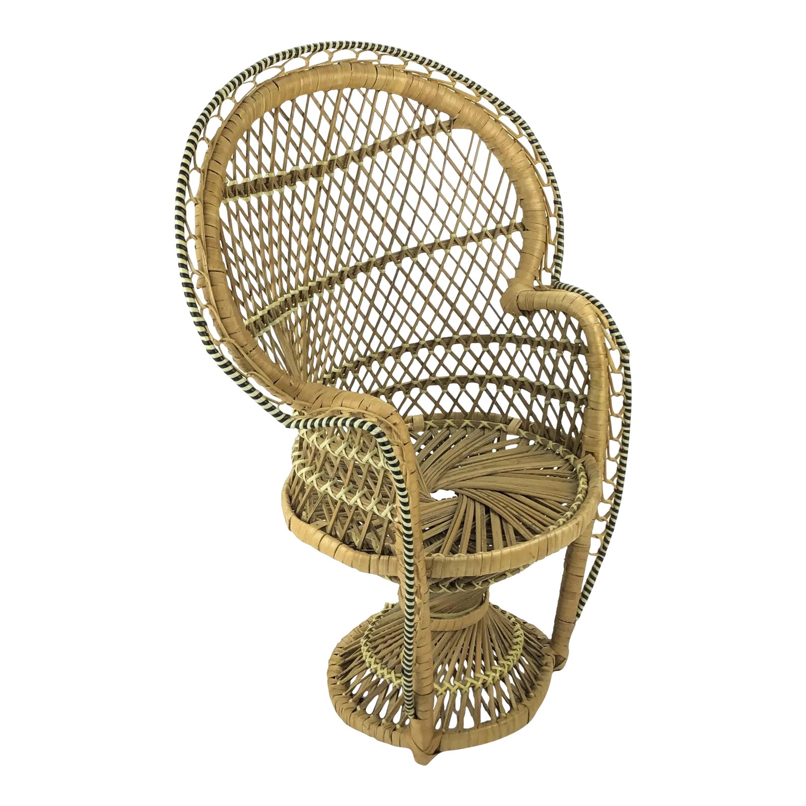 Large Rattan Chair Plant Stand Display | Chairish
