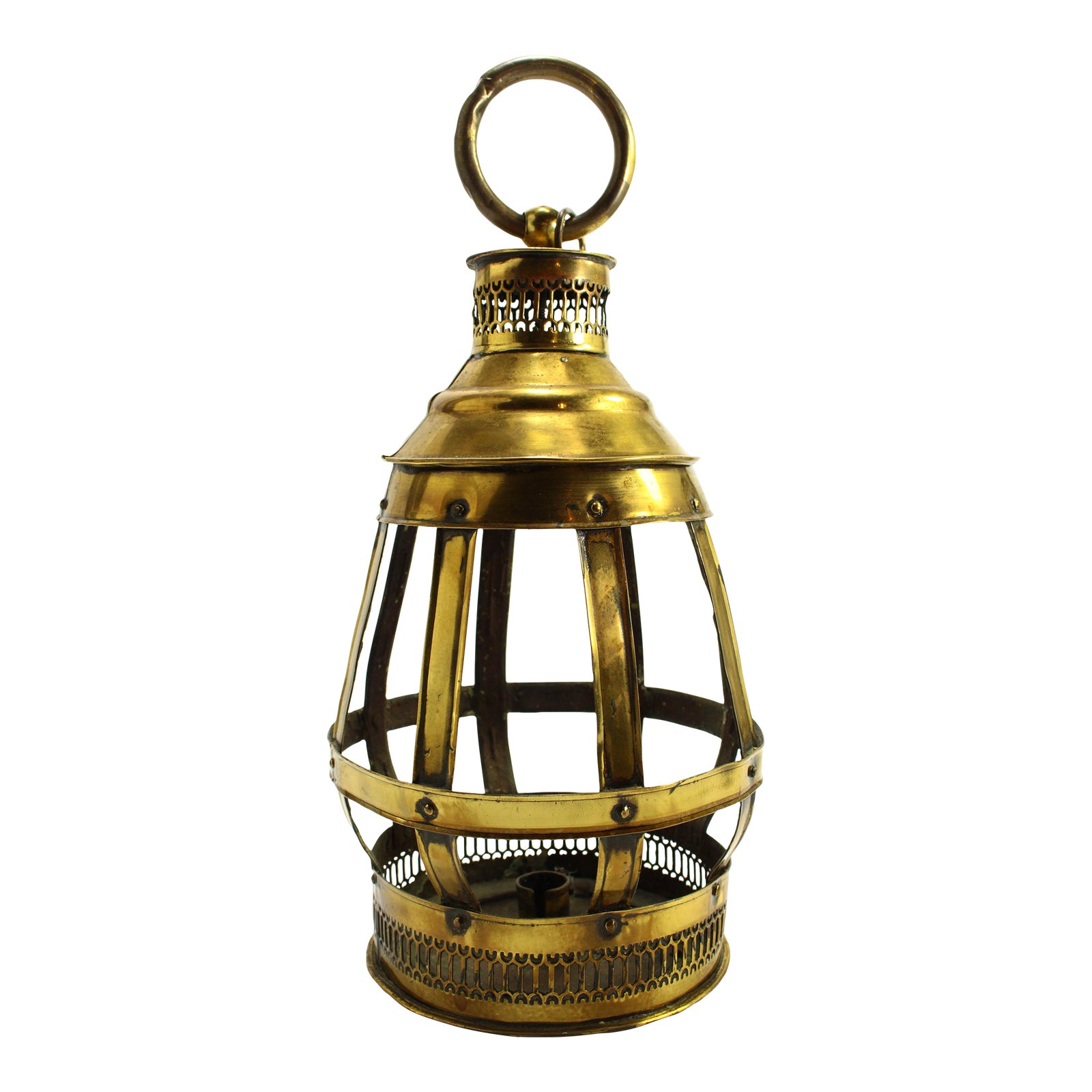1850's Maritime Ship's Brass Candle Lantern | Chairish