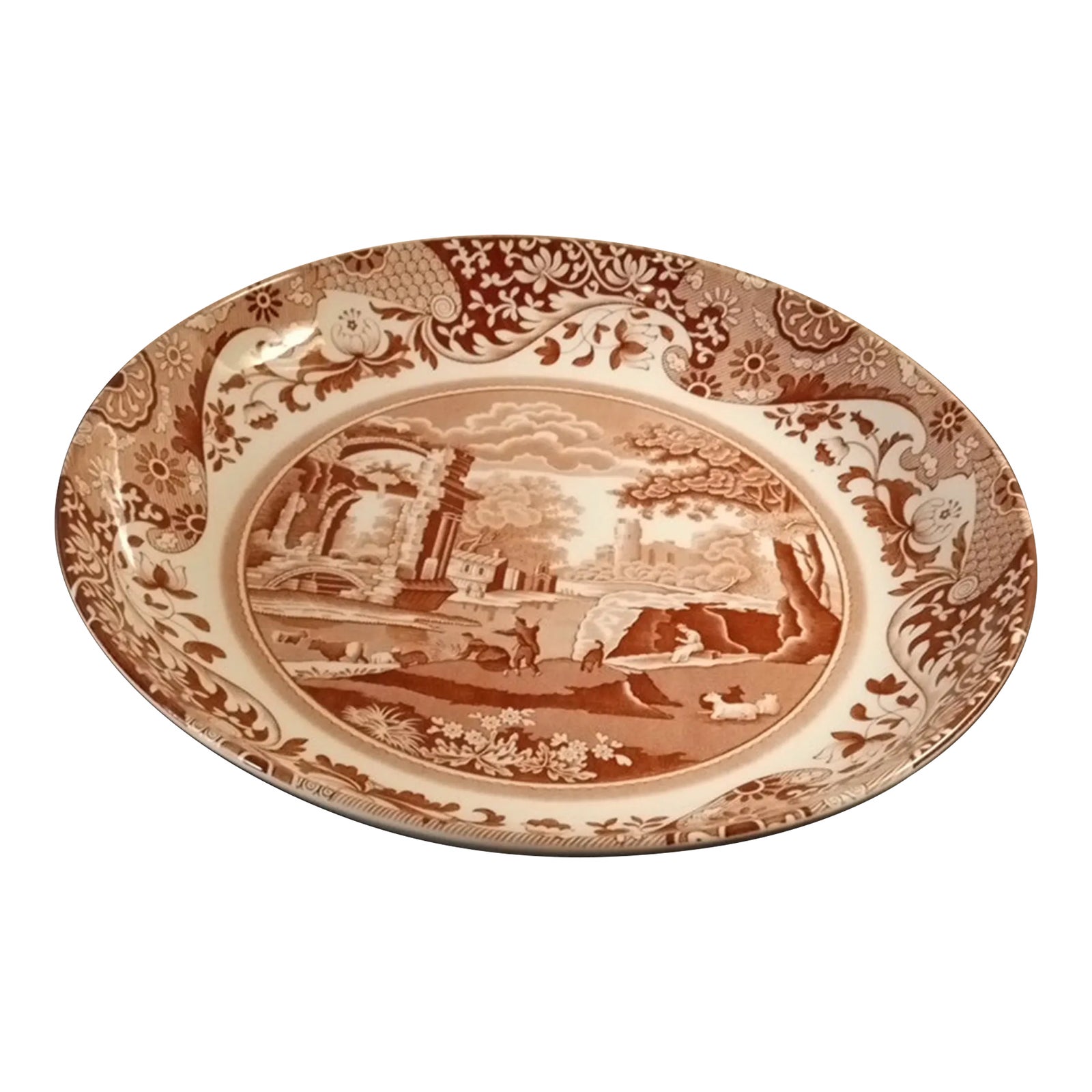 1950s Spode Red Transferware Bowl Made in England | Chairish