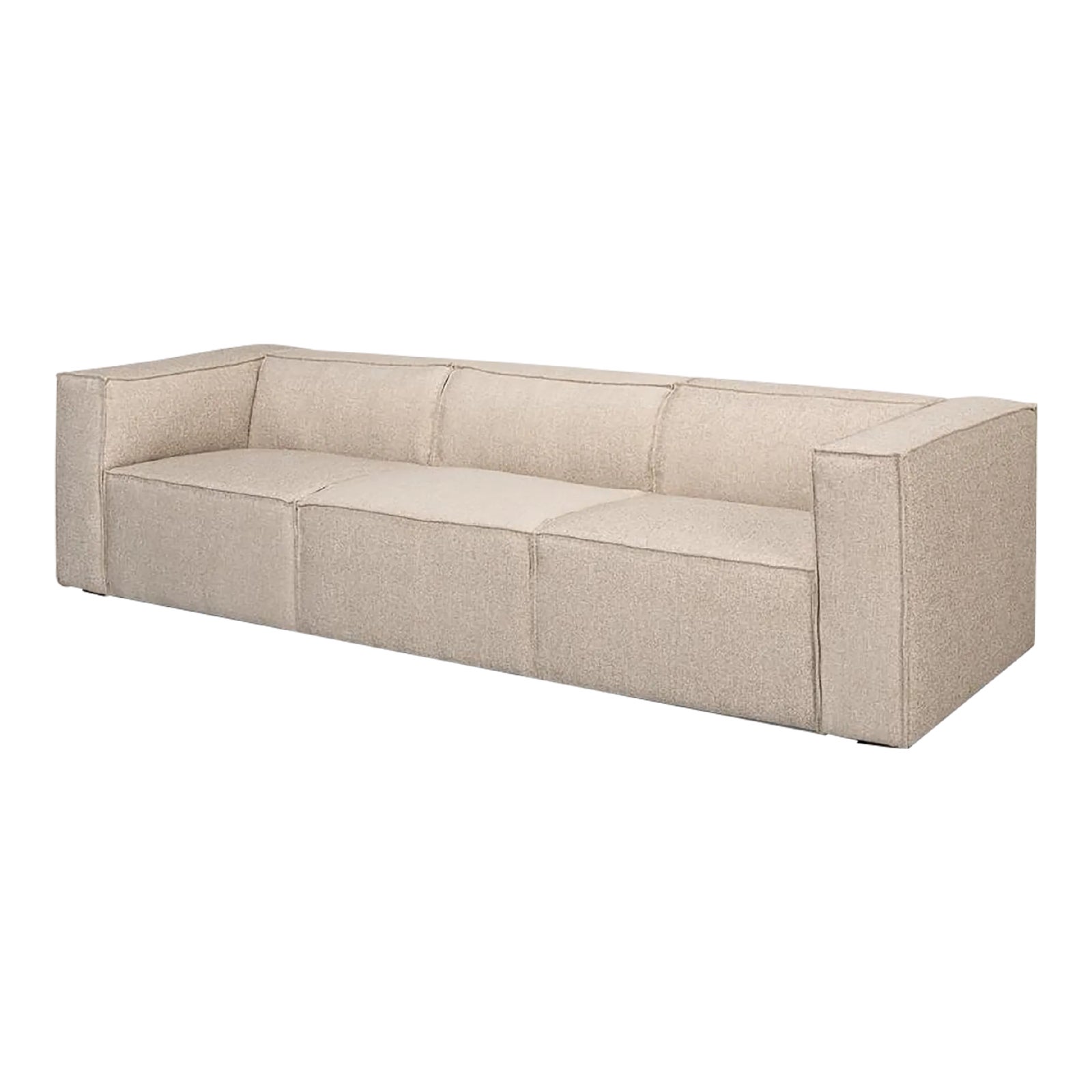Minimalist Beige Upholstered Sofa | Chairish