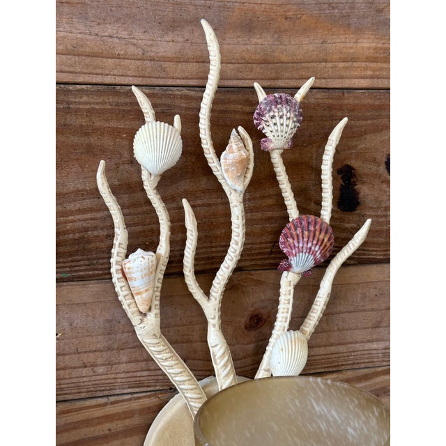 Coastal Metal Coral Sea Shell Wall Hardwired Wall Light Sconces-Pair ...
