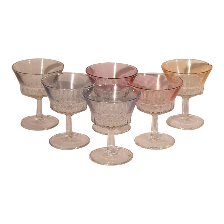 Vintage Spanish Multicolour Champagne Glasses- Set of 6 | Chairish
