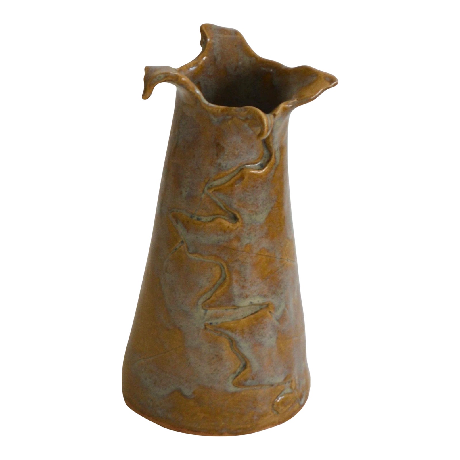 Mid-Century Hand Thrown Ceramic Organic Form Vase | Chairish