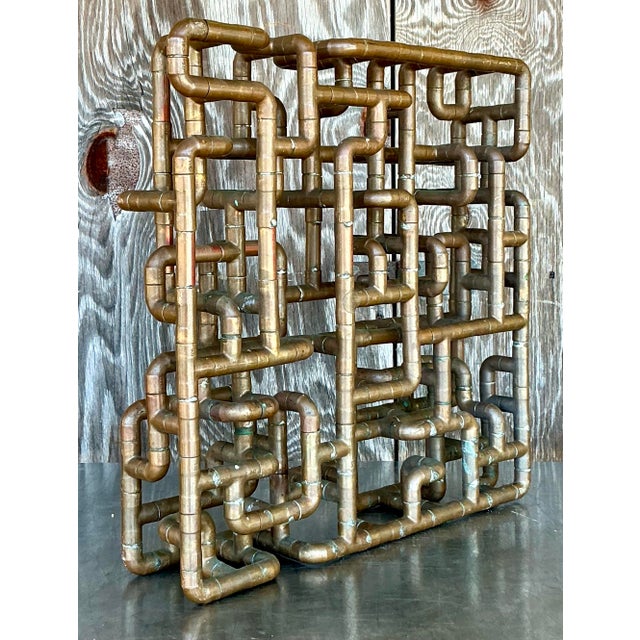 Vintage Boho Copper Pipe Sculpture | Chairish