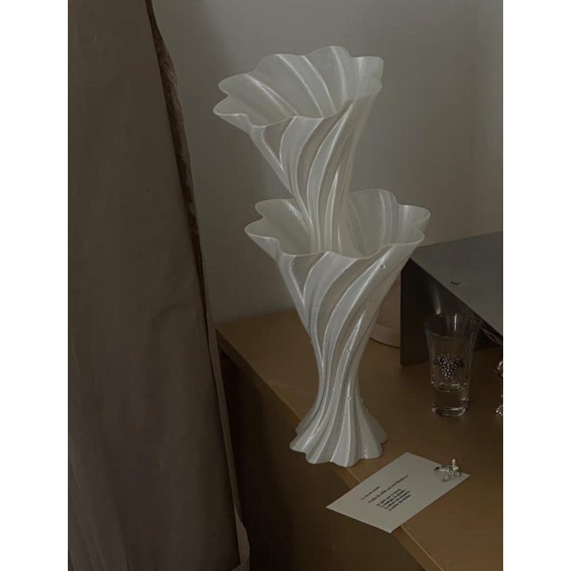 3d-Printed Modern White Vase - Organic Fluid Form | Chairish