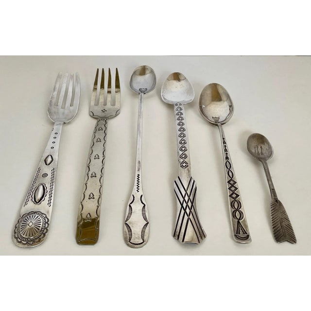 Collection of 6 American Indian Stamped Silver Flatware Pieces, 1950s ...