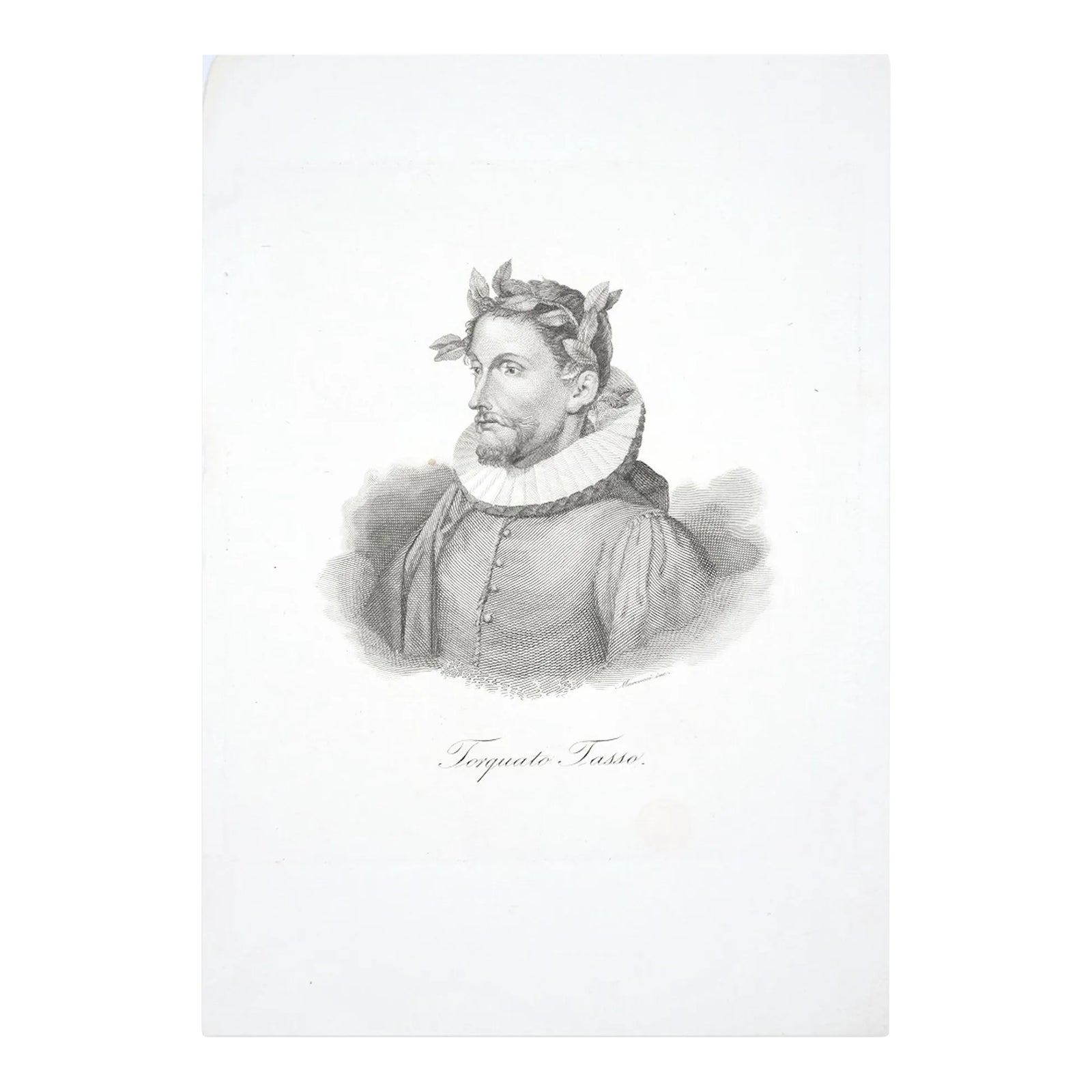 Torquato Tasso - Black and White Etching by G. Marcucci - Mid 19th ...