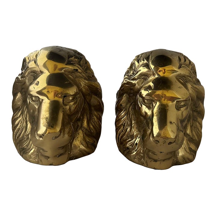 Mid-Century Brass Lion Bookends- Set of 2 | Chairish