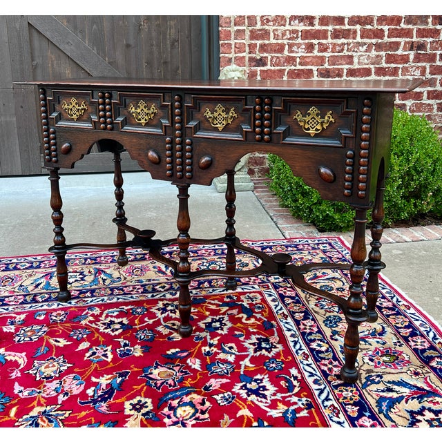 Antique English Table Hall Entry Console Sofa Table Oak William & Mary ...