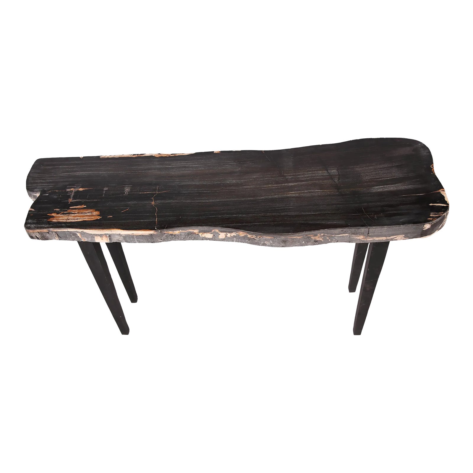 One Slab Living Edge Petrified Wood Console Table 50 | Chairish