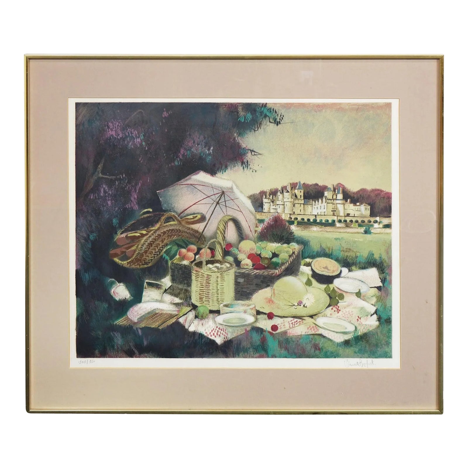 Mid 20th Century Lithograph Signed on the Bottom, Framed | Chairish