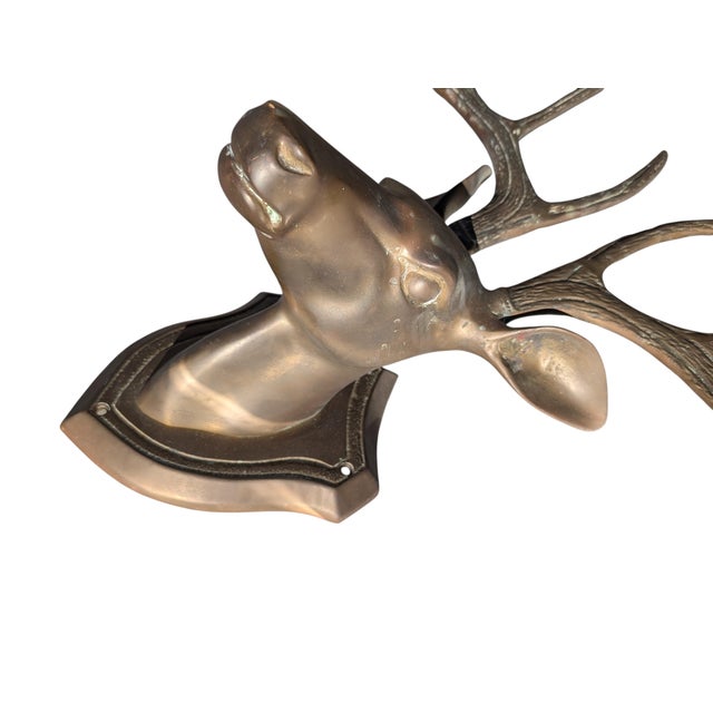 Vintage Bronzed 10 Point Deer Head Mount Sculpture | Chairish
