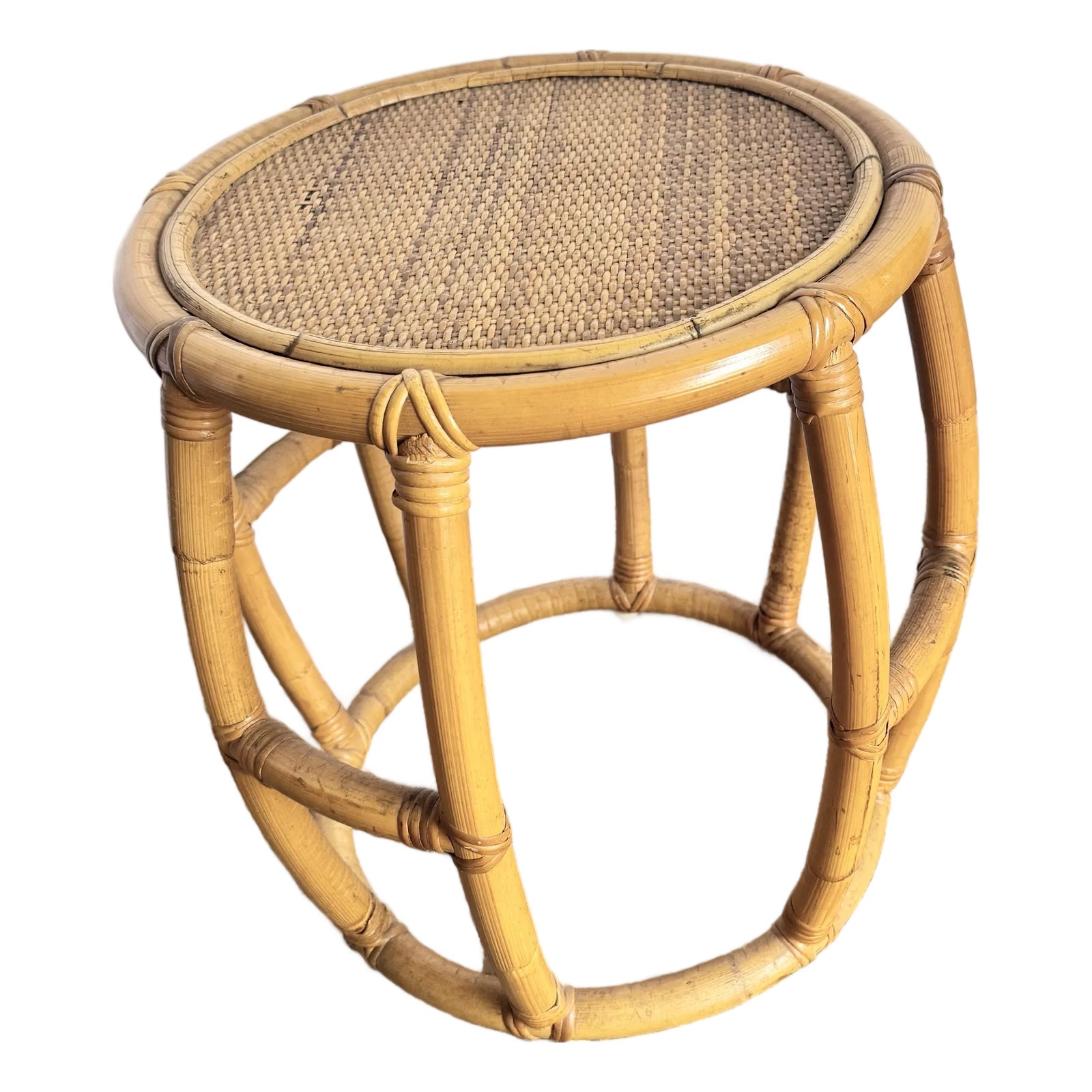 Boho Chic Circular Drum Stool/Side Table | Chairish
