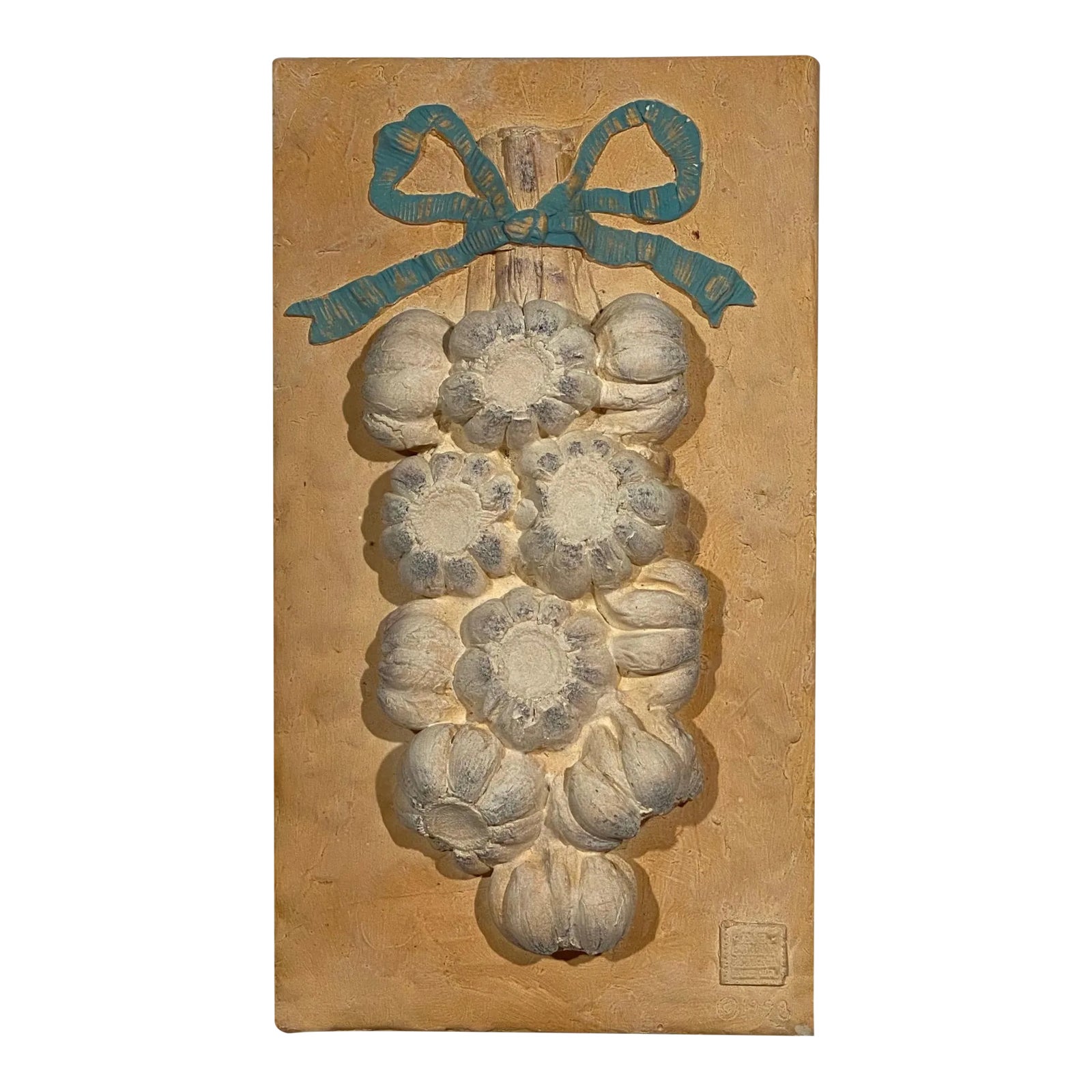 Anna Chandler 1998 Ceramic Garlic Plaque | Chairish