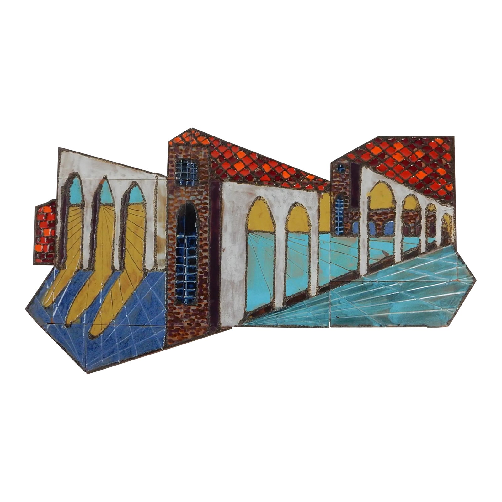 1970's California Modernist Asymmetrical Ceramic Tile Wall Art ...