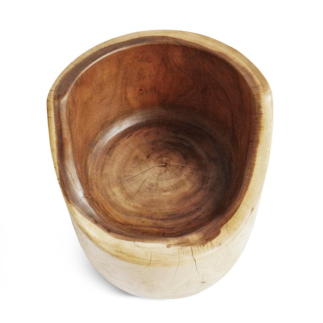 Monkey Pod Wood Scoop Seat | Chairish