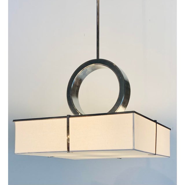 Global Views Contemporary White and Chrome Solitaire Chandelier | Chairish