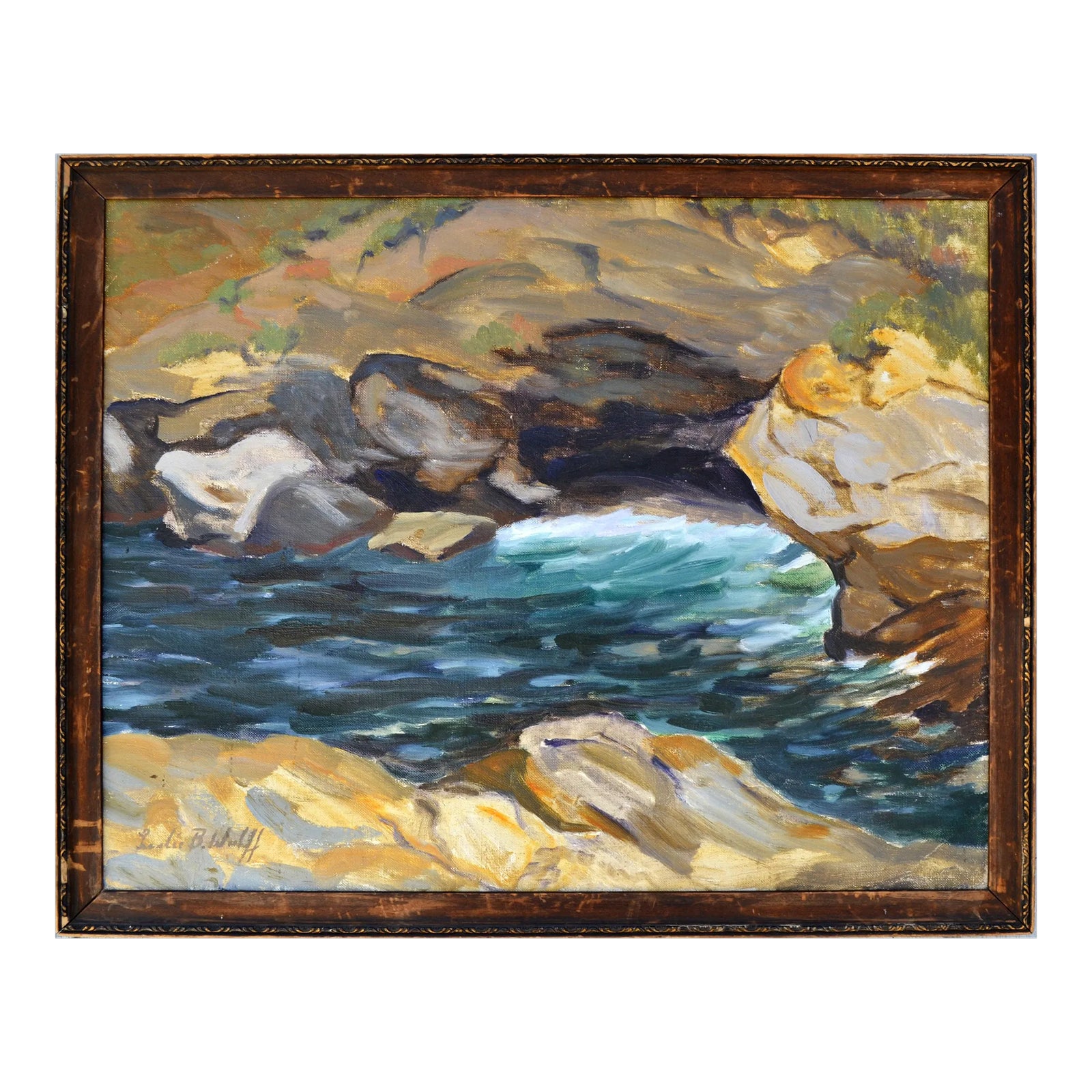 1930's Abstracted Landscape Water on the Rocks - by Leslie Bruner Wulff ...