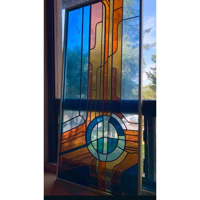 Vintage Modernist Outrageous Artist Made Stained Glass Hanging Panel ...