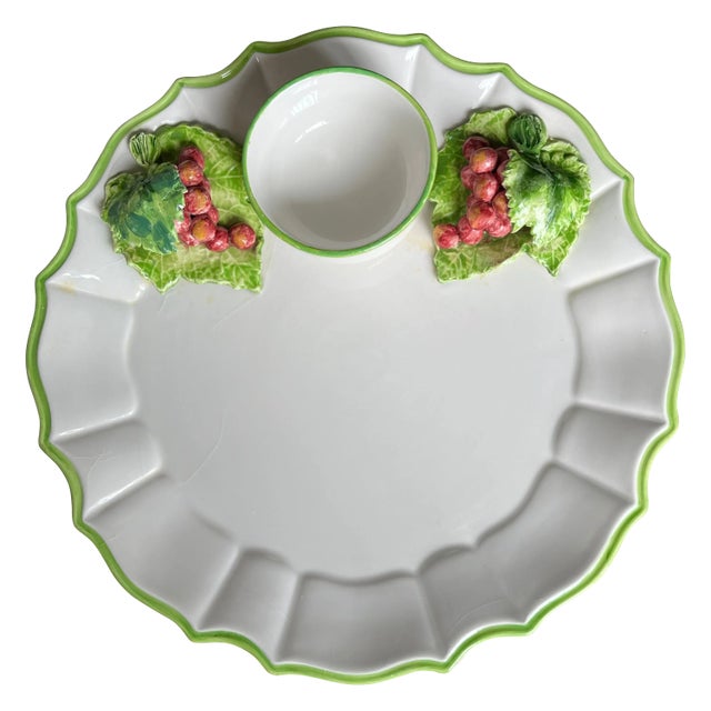 Italian Faience Serving Platter-Grapes-The Mane Lion | Chairish