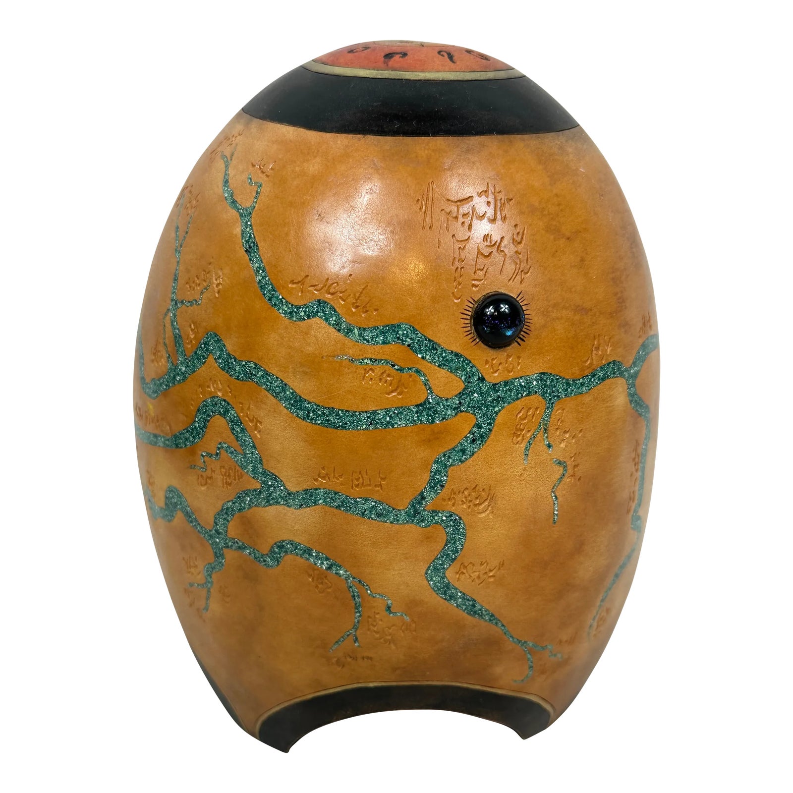 Larry Ray Embellished Gourd Sculpture | Chairish
