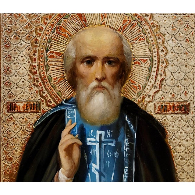 19th Century Russian Icon- Portrait of St. Nicholas -Oil Painting | Chairish