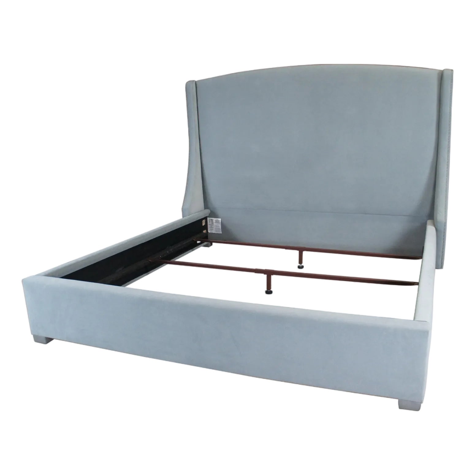 Bernhardt Cooper Fabric Blue Modern King Size Wingback Shelter Bed ...