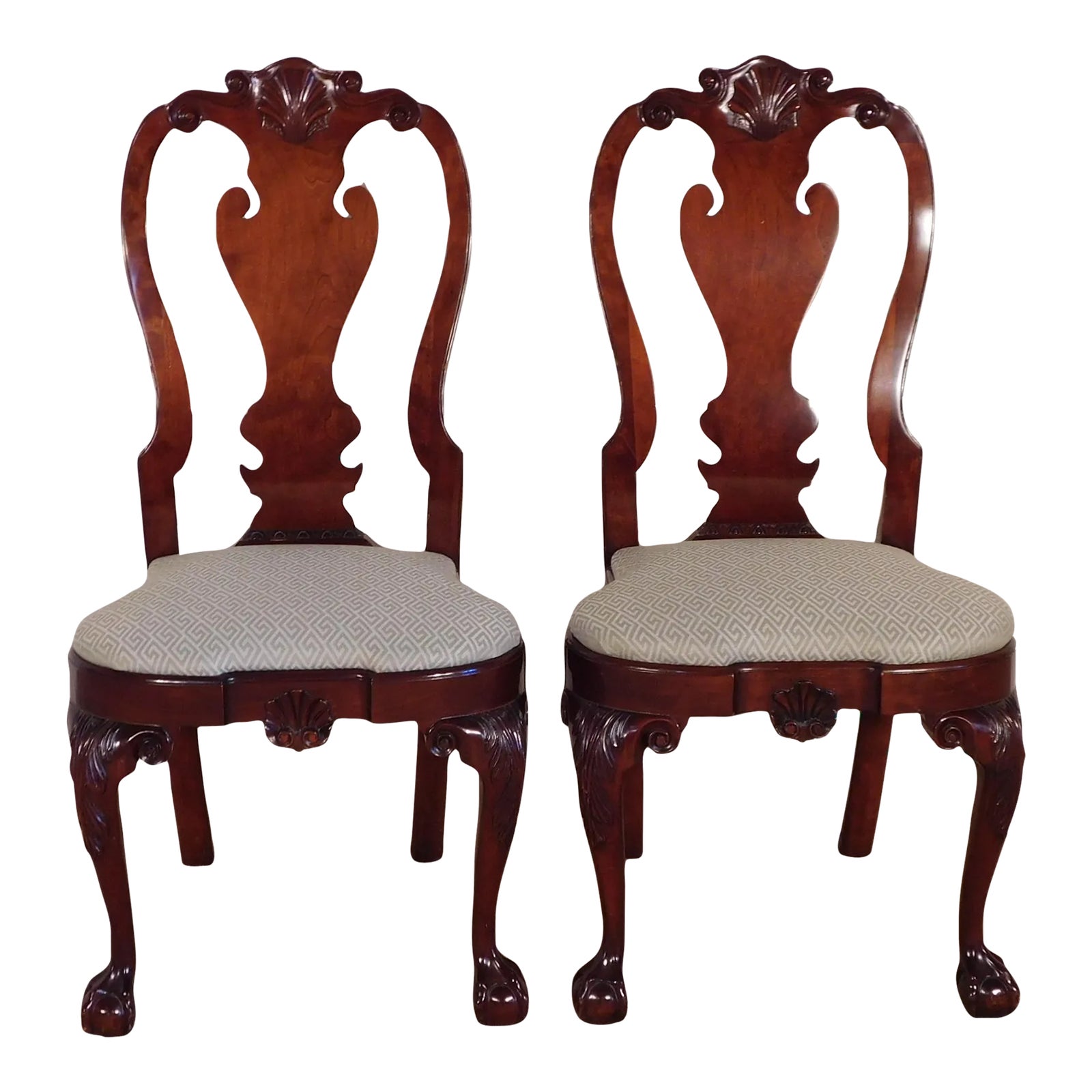 Pair #1 Kindel Winterthur Collection Queen Anne Shell Carved Side ...