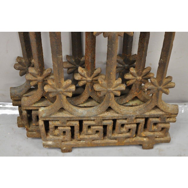 Antique Cast Iron Victorian Greek Key Sun Face Garden Fence Gate Decor ...