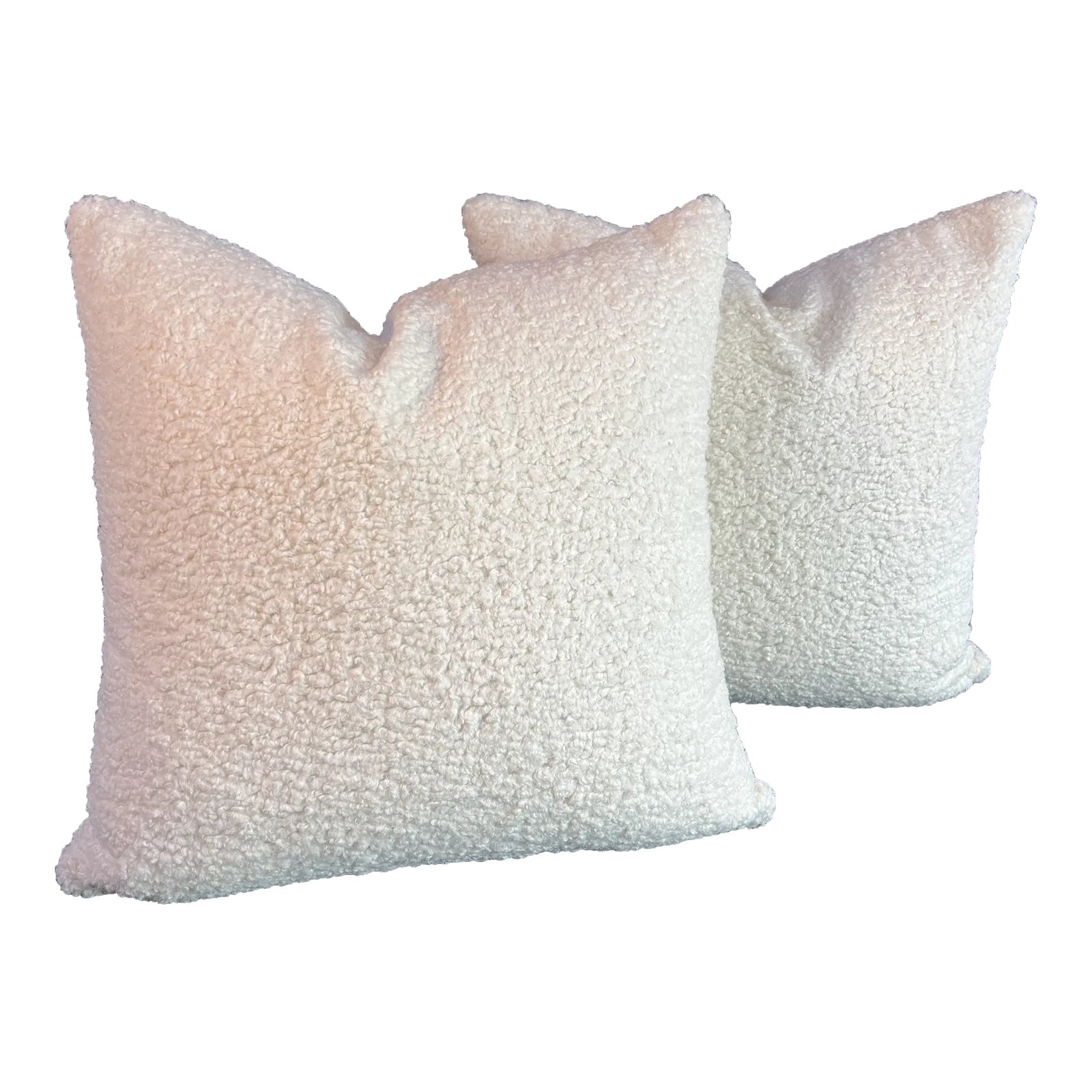Early 21st Century Boucle Puffy Luxury Pillows- a Pair | Chairish