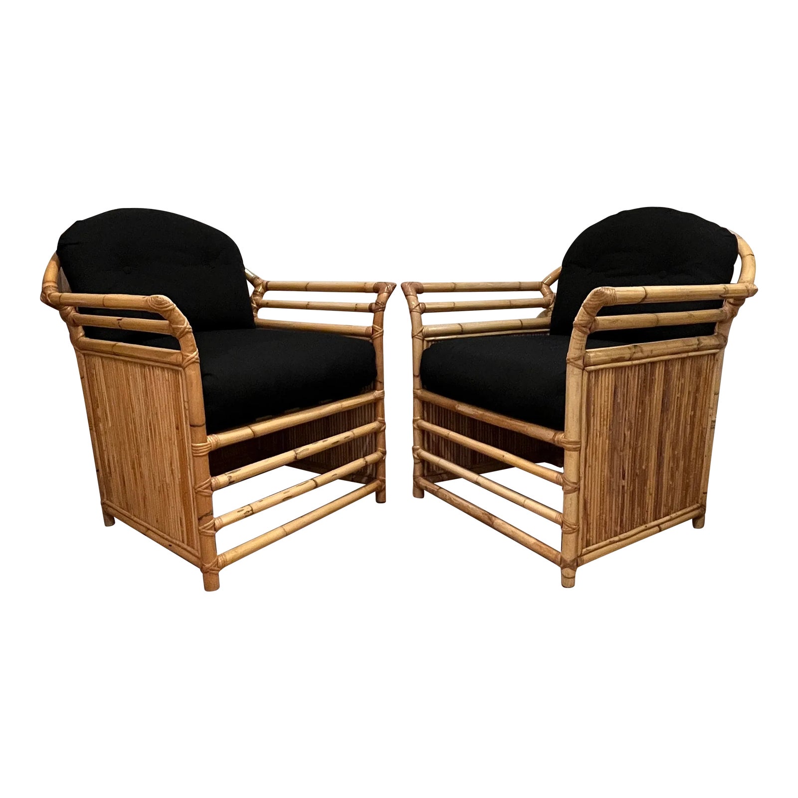 Pair of 1970s Manau Rattan Club Chairs by Henry Olko for Willow and ...