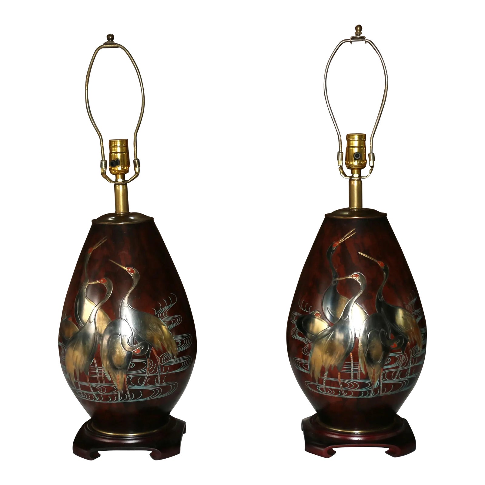 Vintage Pair of Marbro Mixed Metal Table Lamps Bronze, 1950s | Chairish