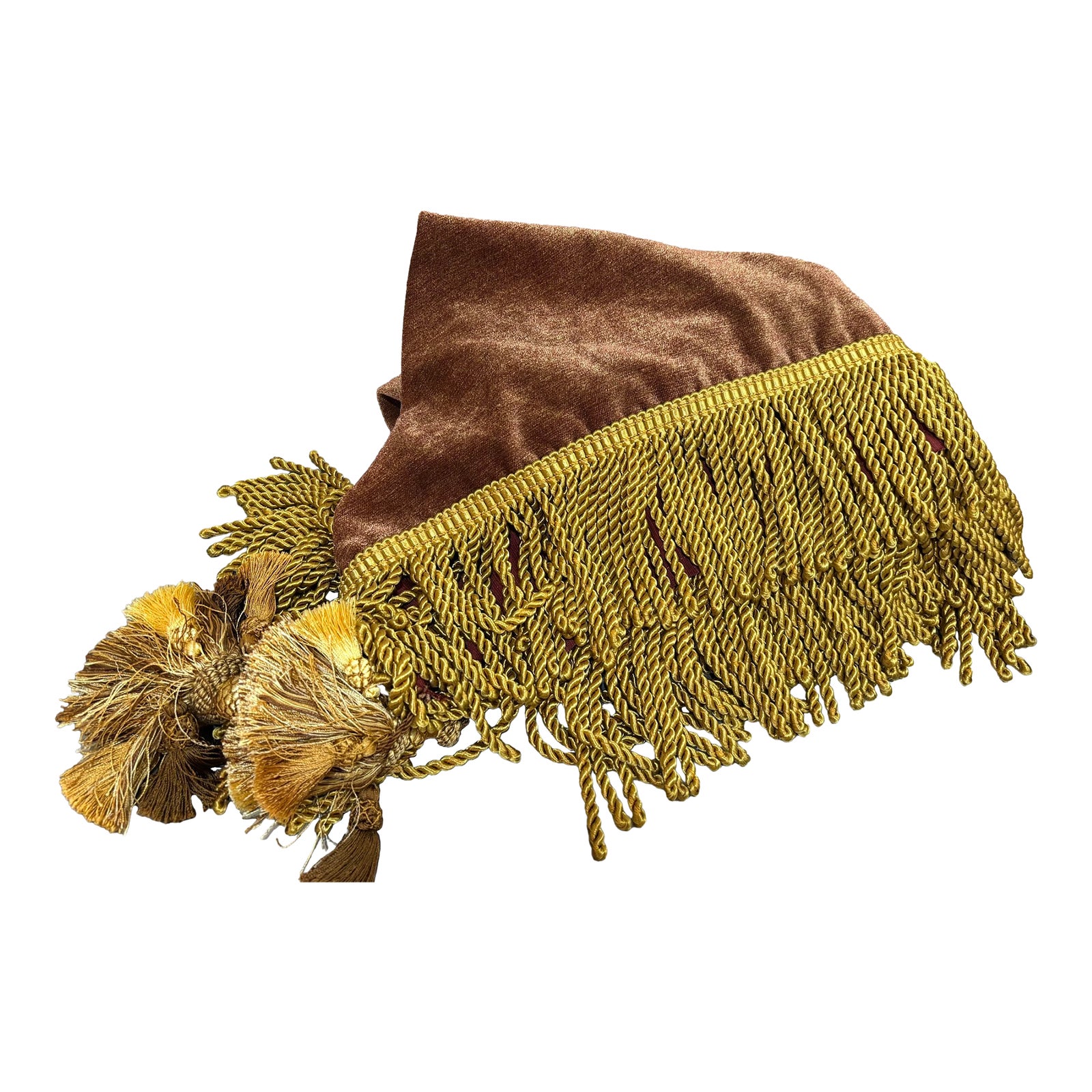 Rust Velvet Bullion-Fringe Throw W/ Tassel Detail | Chairish