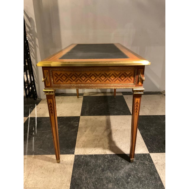 French Inlay Leather Top Desk, Finished On Both Sides | Chairish