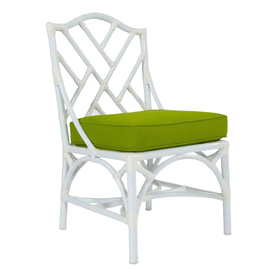Chippendale Outdoor Dining Side Chair, Sunbrella Macaw | Chairish