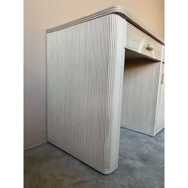 Vintage Gabriella Crespi - Style Pencil Reed Rattan Desk | Chairish