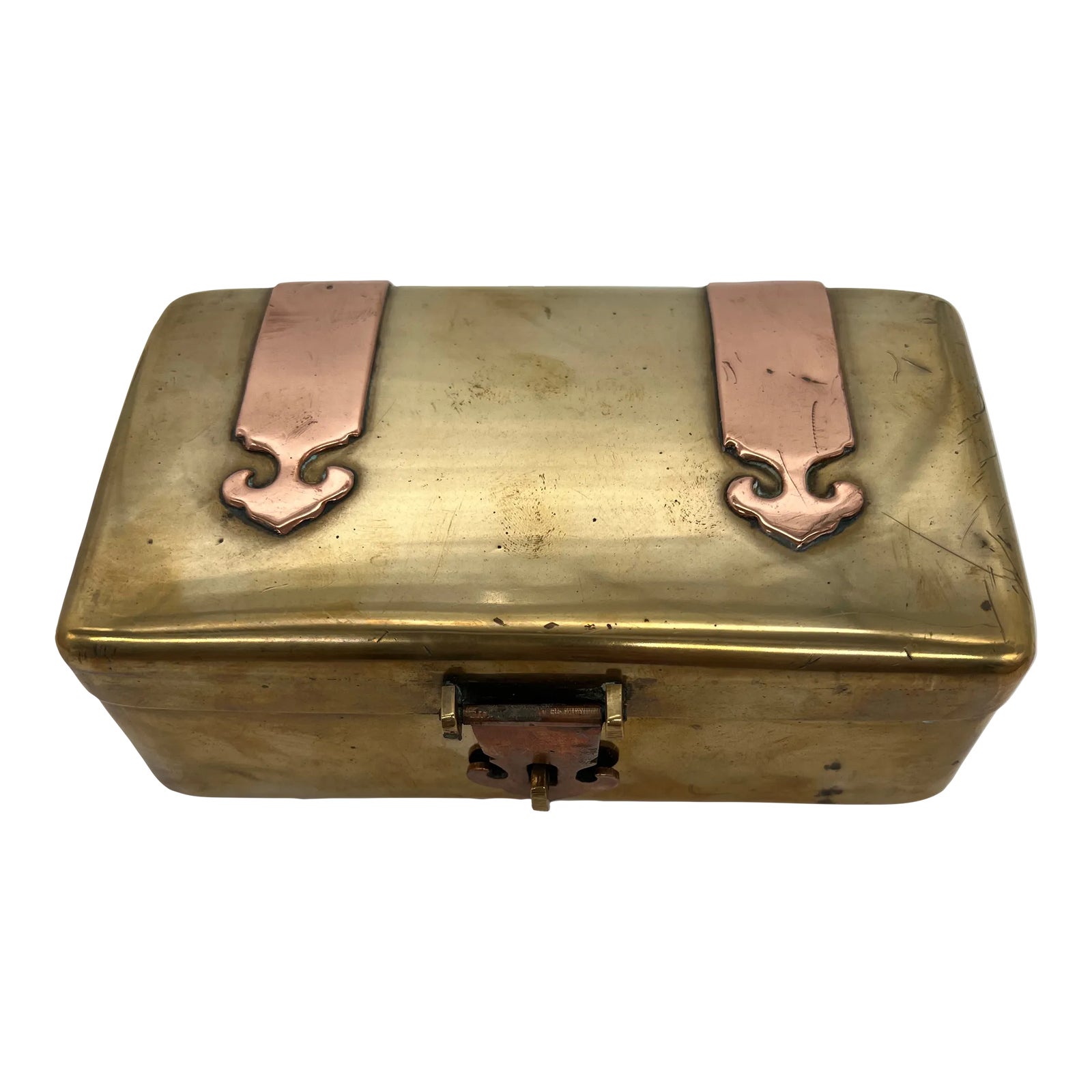 1960s Hand Forged Chinese Brass and Copper Box | Chairish