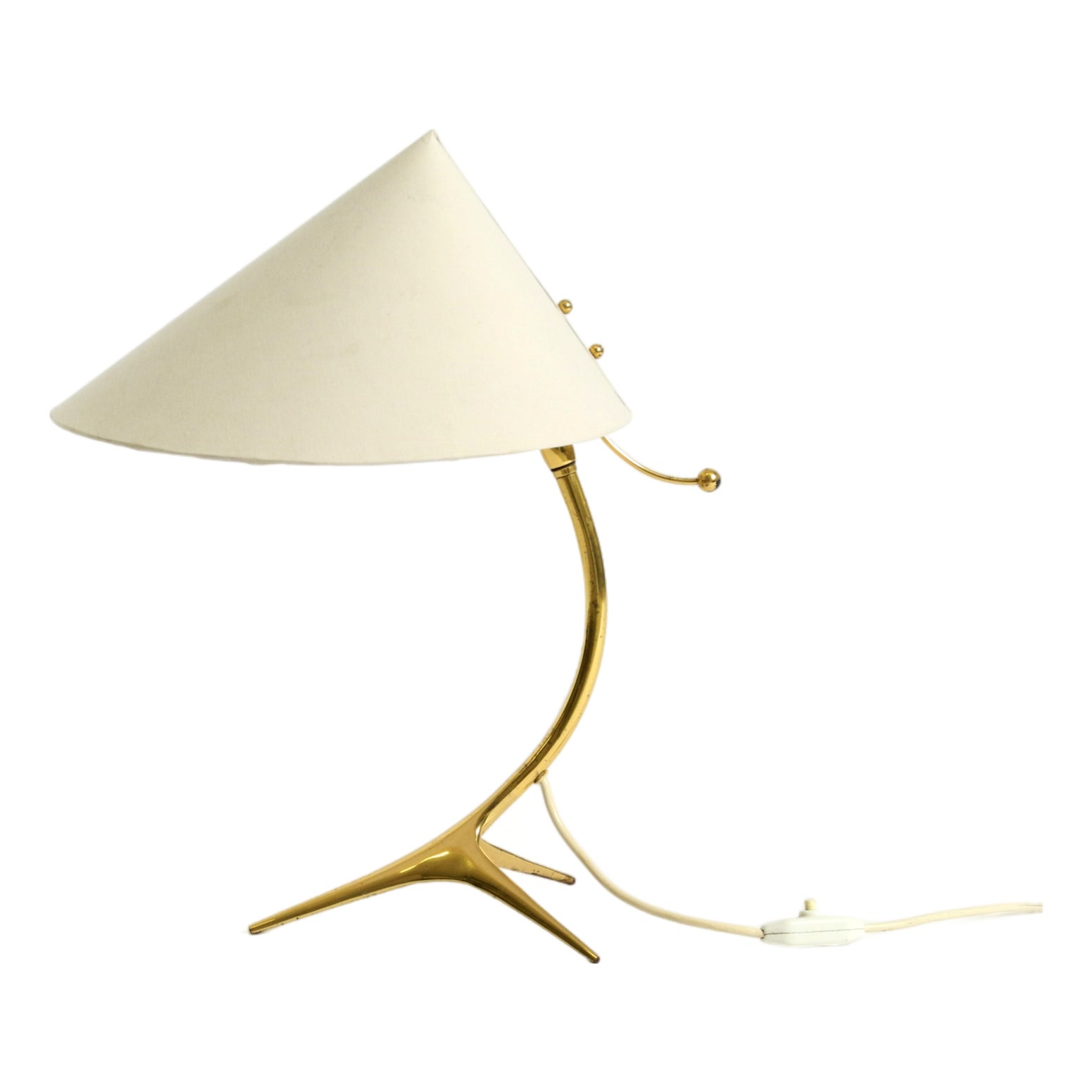 Large Mid-Century Modern Brass Crows Foot Table Lamp from Kalmar, 1950s ...