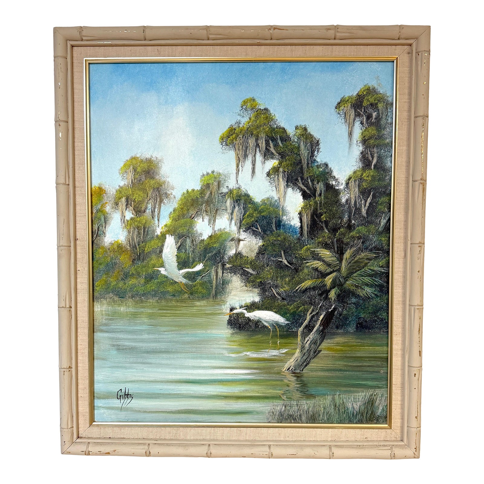 Joseph Gibbs Florida Highwaymen Wetland Heron Painting, Oil on Canvas ...