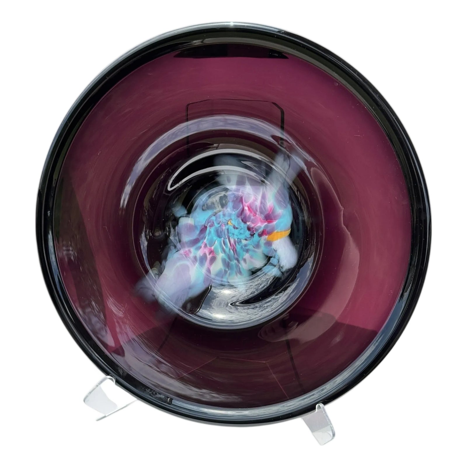 1980s Art Glass Meteor Bowl Platter Signed by Charles Correll | Chairish