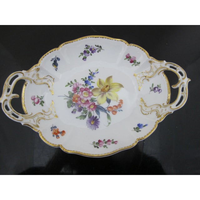 Nymphenburg Rococo Porcelain Gilt Floral 8.5" Dish Tray With Pierced ...