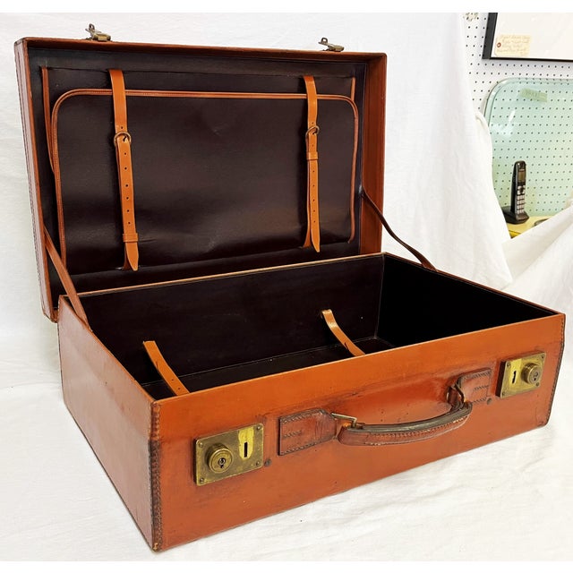 Antique Leather Motoring Travel Trunk Circa 1900's | Chairish