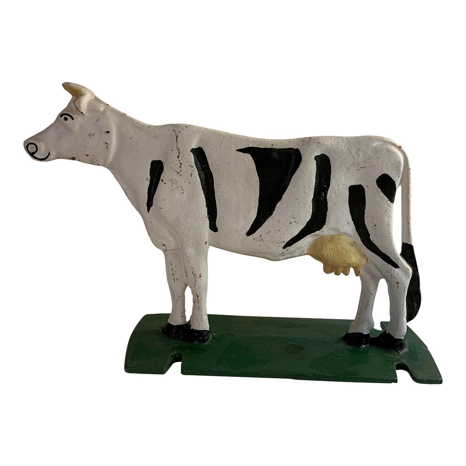 Vintage 1960s Cast Iron Cow Doorstop | Chairish